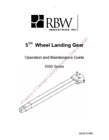 RBW Industries 5500 RBW LandingGear Owner Manual – Carriage RV Club & Forum